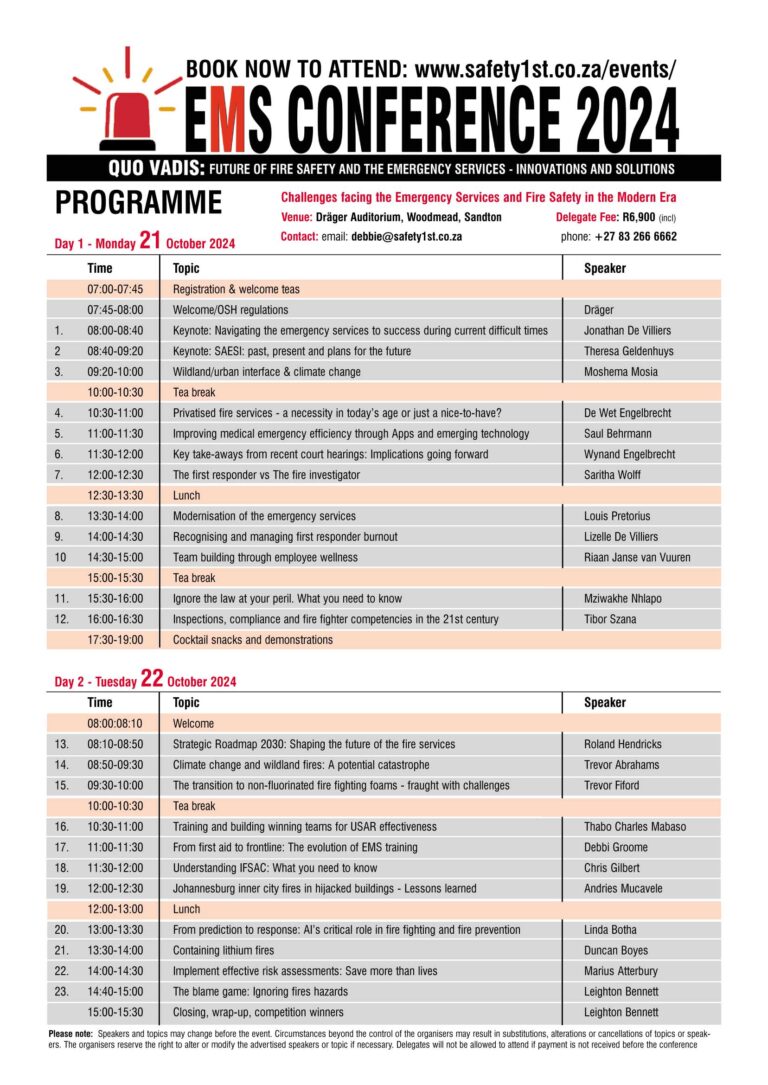 EMS AND FIRE SAFETY CONFERENCE 2024 - The Safety First Association